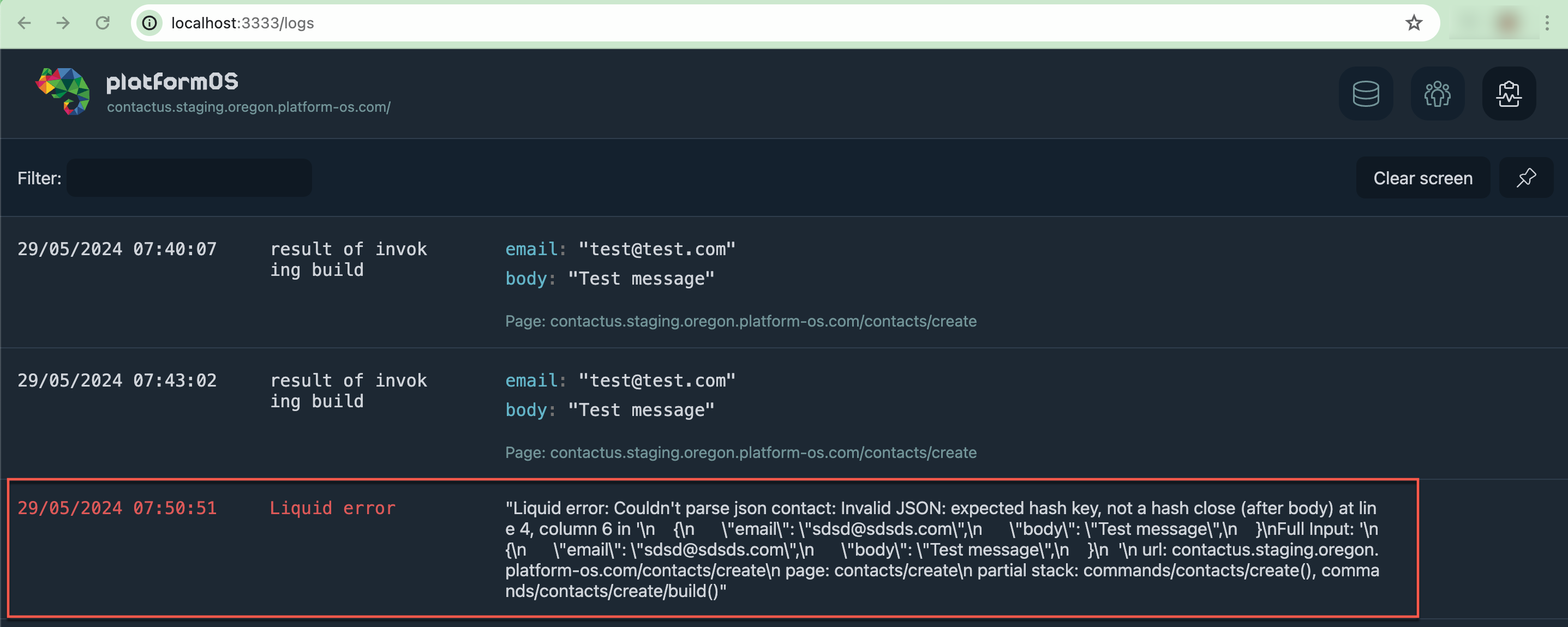 Using the log Tag for Debugging | platformOS Docs